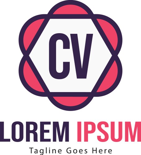 Initial cv logo template with modern frame Vector Image
