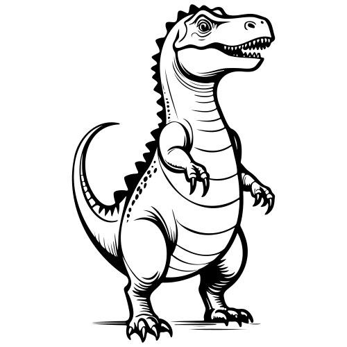 Dinosaur drawing realistic hand line art Vector Image