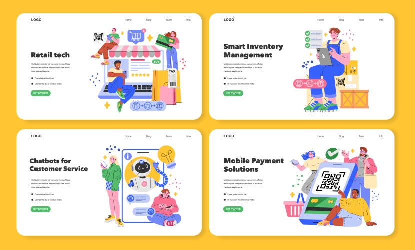 Retail tech flat Royalty Free Vector Image - VectorStock