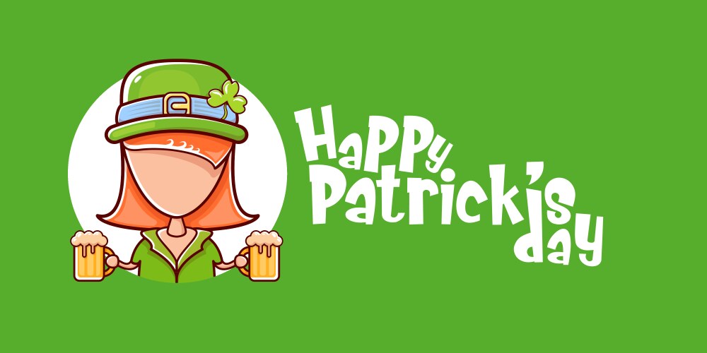 Printsaint patrick girl holding beer isolated Vector Image