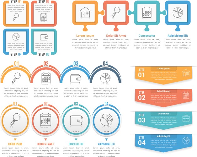 Infographics elements flow infograph process Vector Image
