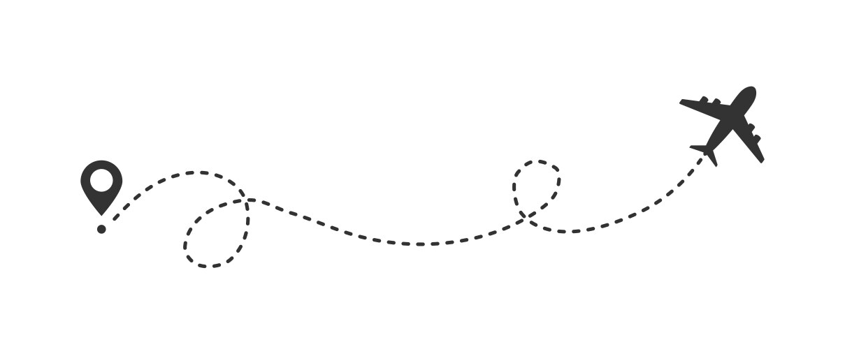 Plane way icon airplane big amplitude waves path Vector Image