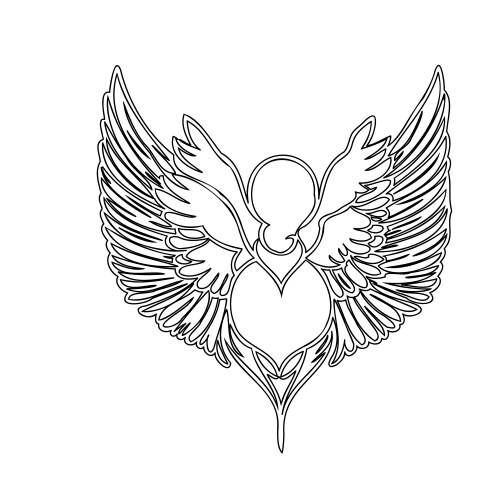 Cupid wings outline sketch Royalty Free Vector Image