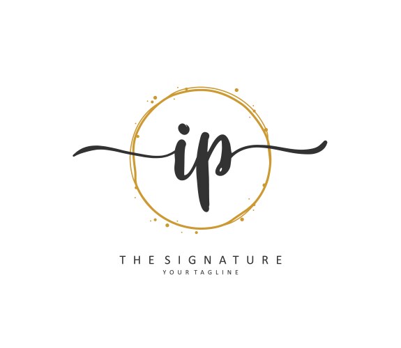 Ip initial letter handwriting and signature logo Vector Image
