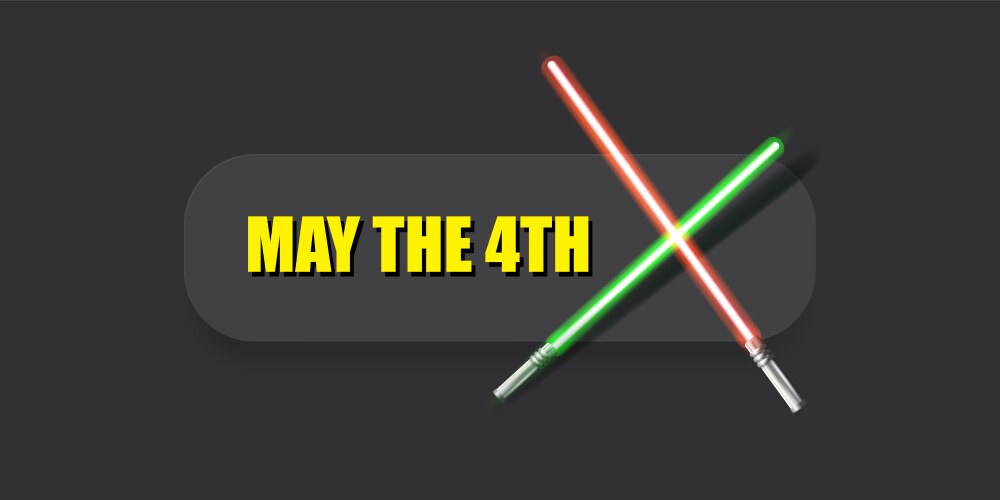 May the 4th with glowing light Royalty Free Vector Image