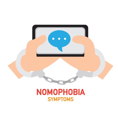 Nomophobia symptoms infographic Royalty Free Vector Image