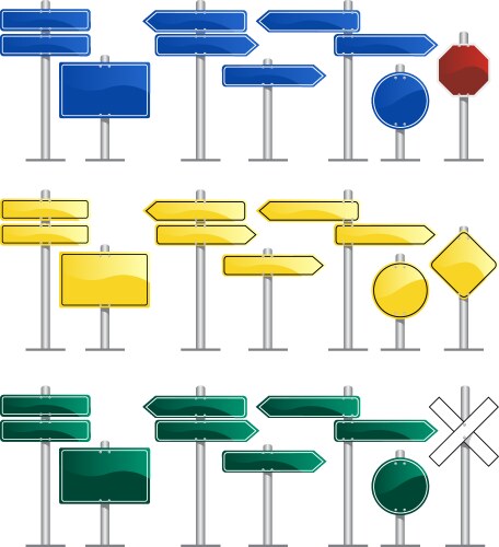 Yellow road signs Royalty Free Vector Image - VectorStock