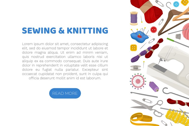 Knitting banner design with yarn and needle Vector Image