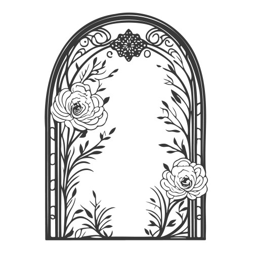 Wedding gate with ornament batik flower grey Vector Image