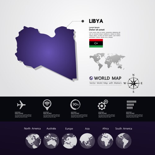Libya simplified broken outline map Royalty Free Vector