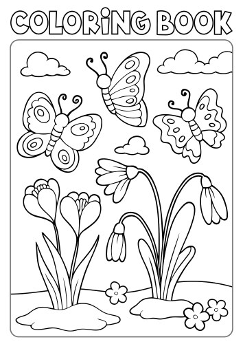 Hello spring coloring page black and white Vector Image