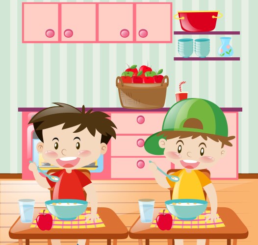 Boy Having Breakfast Vector Images (over 230)