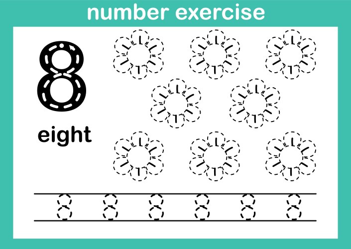 Number exercise with cartoon Royalty Free Vector Image