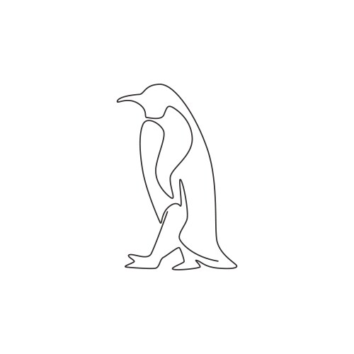 Penguin line art one continuous Royalty Free Vector Image