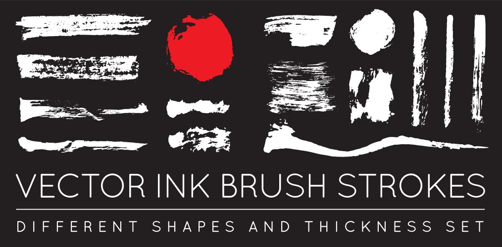 Big set black pen ink brush strokes grunge Vector Image