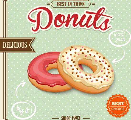 Donut retro poster Royalty Free Vector Image - VectorStock