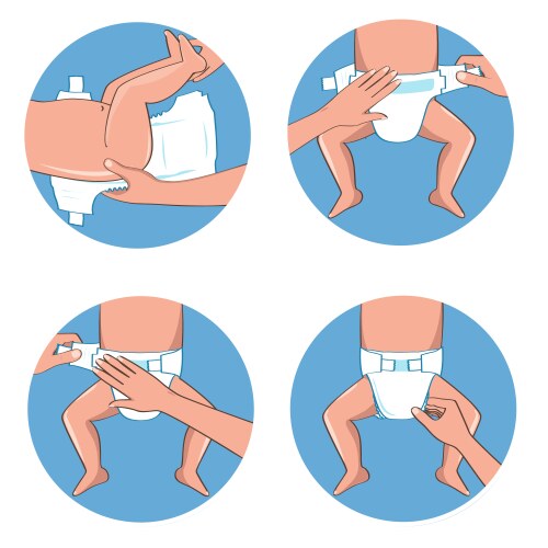 How to wear a diaper steps Royalty Free Vector Image