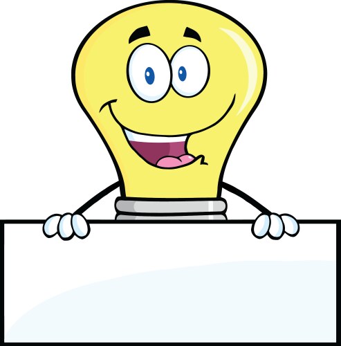 Light bulb cartoon with thumbs up Royalty Free Vector Image
