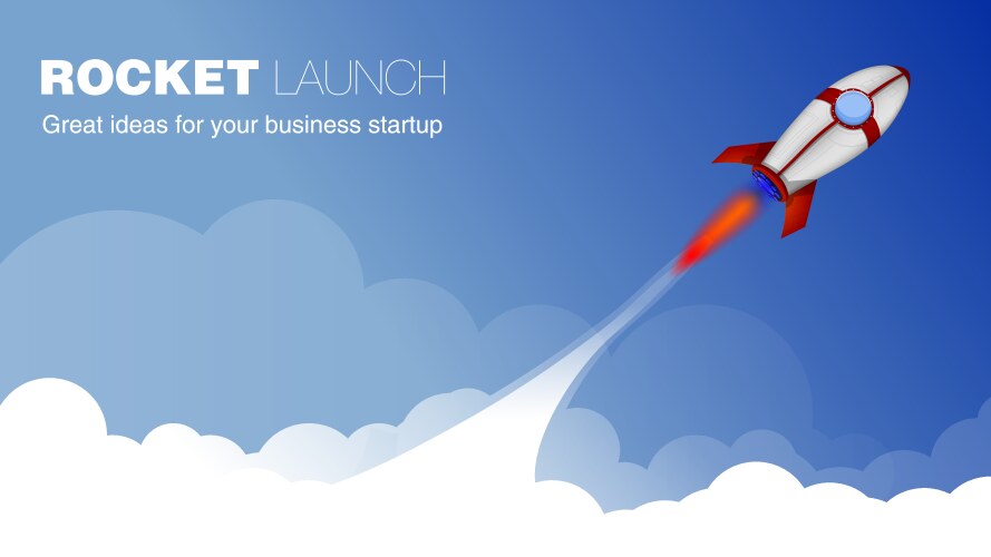 Rocket launch banner Royalty Free Vector Image