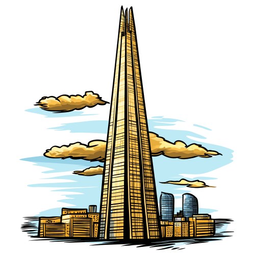 Comic hand-drawn of the shard skyscraper Vector Image