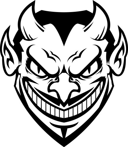 Cartoon devil face smiling demon emoji Royalty Free Vector