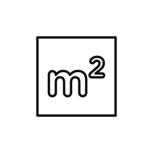 M2 area unit icon black and white sign Royalty Free Vector