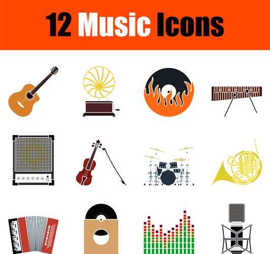 Set of rock and roll music symbols with guitar Vector Image