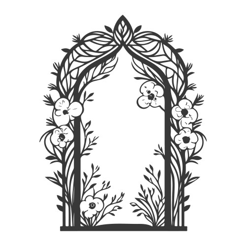 Wedding gate with ornament batik flower grey Vector Image