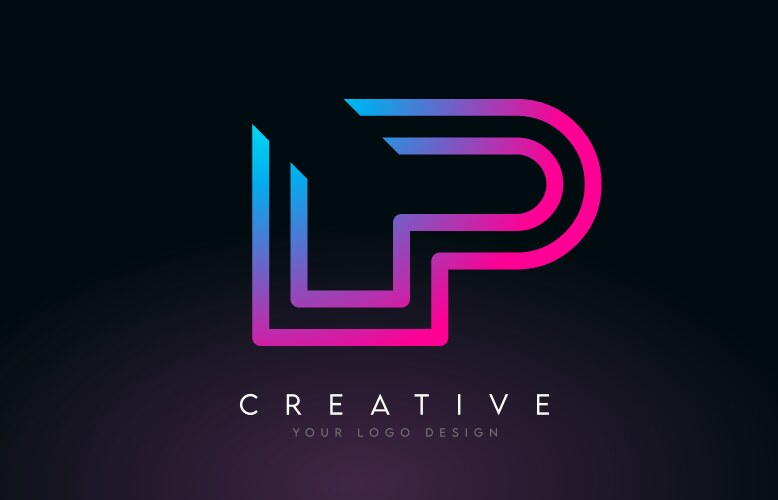 Lp l p brush logo letters with red and black Vector Image