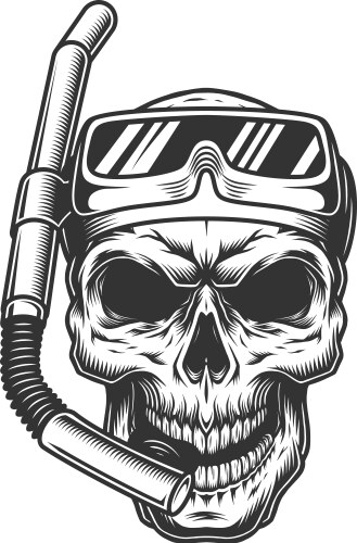 Diver skull in scuba mask Royalty Free Vector Image