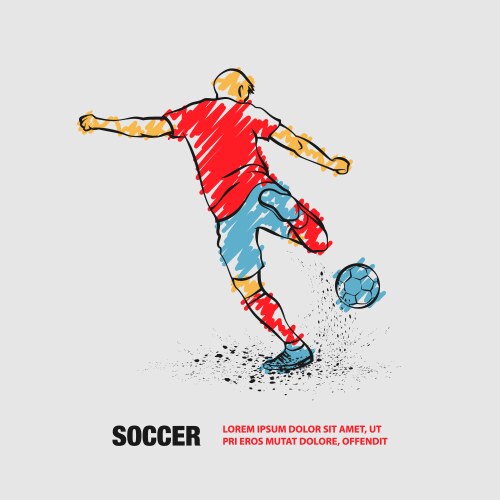 Soccer striker back view sports background Vector Image