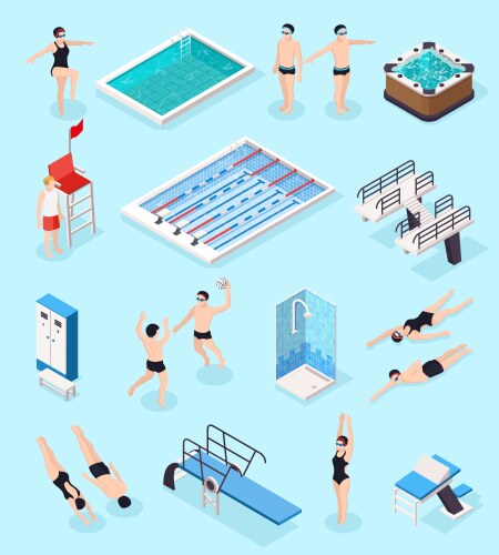 Horizontal with swimmers in swimming Royalty Free Vector