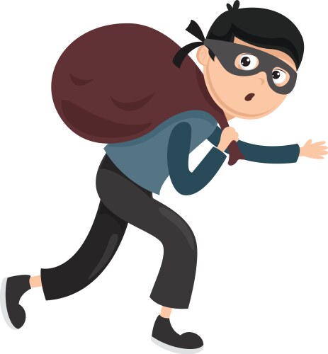Cartoon thief walking carefully Royalty Free Vector Image