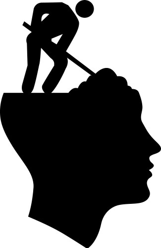 Creative head with crane under construction Vector Image