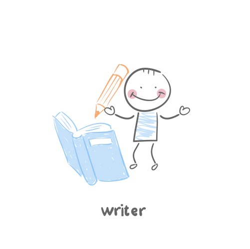 Cartoon man writer novelist author Royalty Free Vector Image