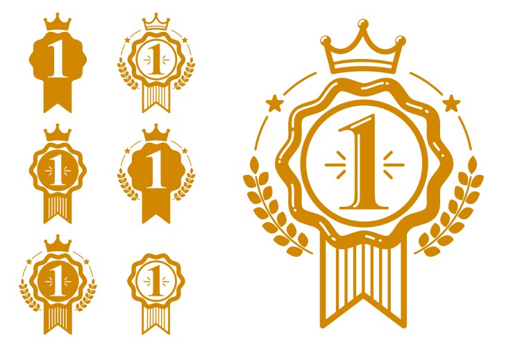 First place badge awards set graphic design Vector Image