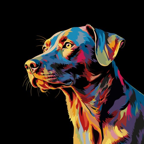 Labrador dog multi-colored animal poster on black Vector Image