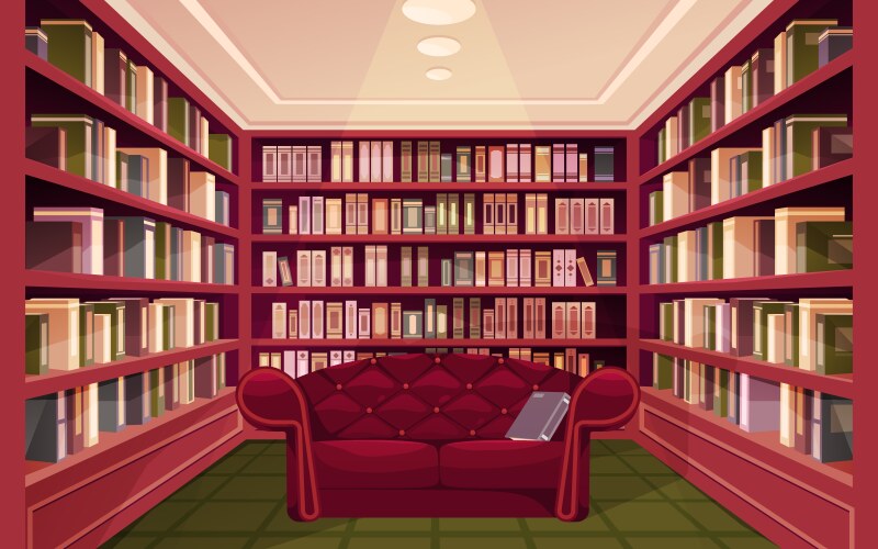 Bookshelf background bookcase with books Vector Image