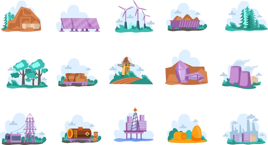 World natural renewable resource and energy line Vector Image