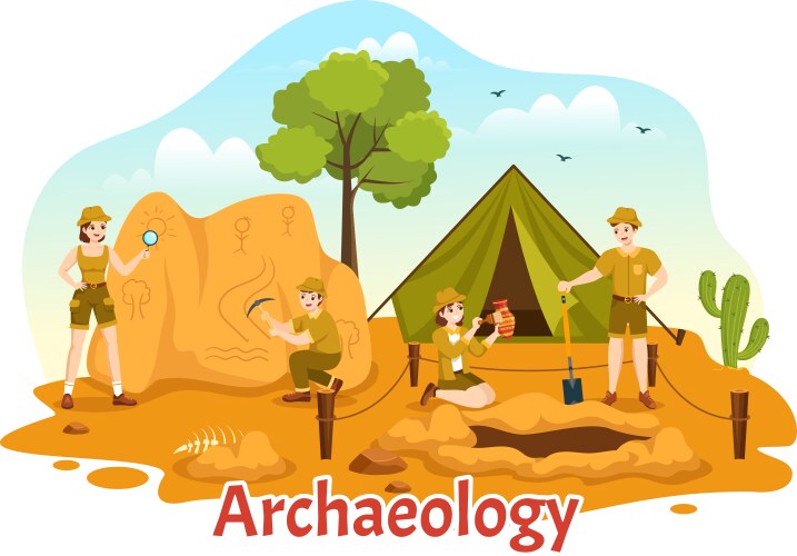 Archeology with archaeological excavation Vector Image