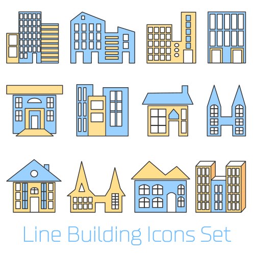 15 building icons Royalty Free Vector Image - VectorStock