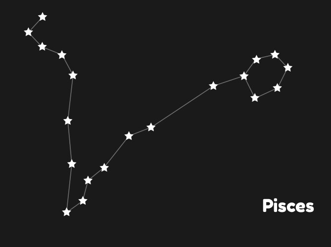 Icons with pisces zodiac sign and constellation Vector Image