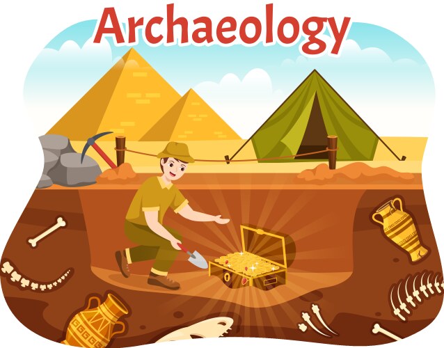 Archeology with archaeological excavation Vector Image