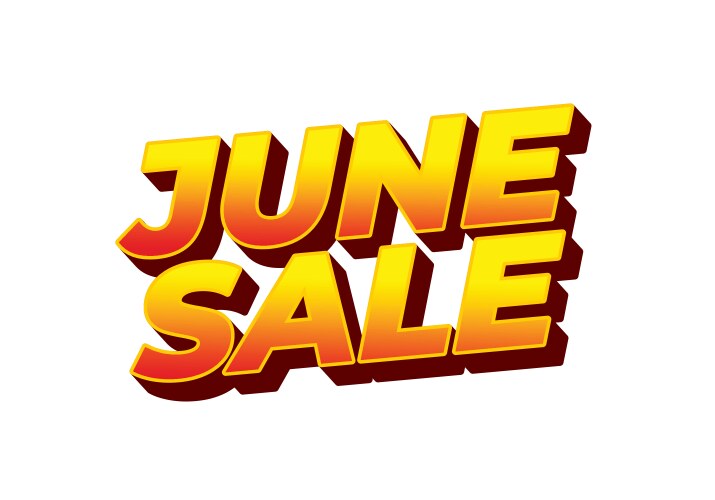 June sale text effect in 3 dimensions style Vector Image