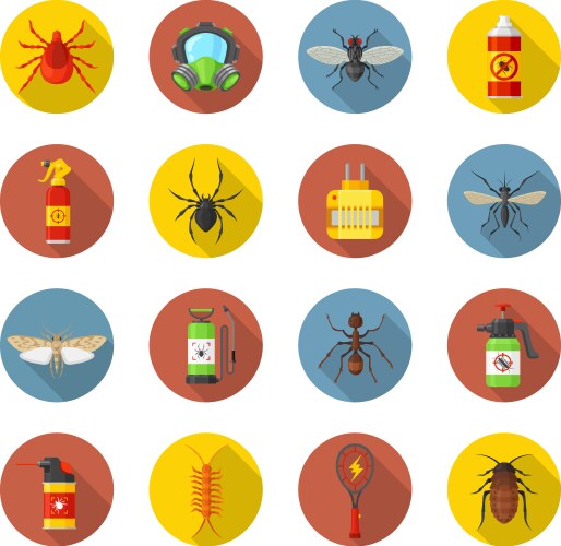 Danger insect shape carved flat icons set Vector Image