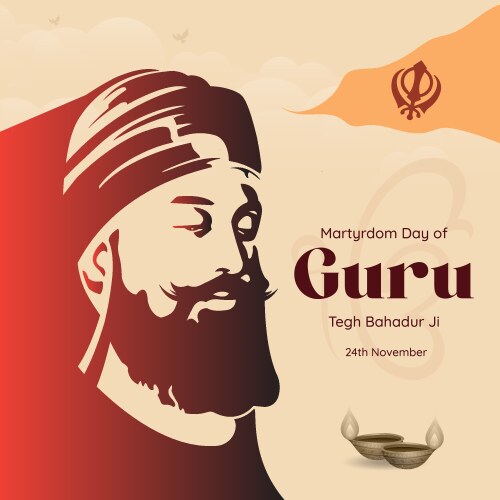 Banner design of guru tegh bahadur jayanti Vector Image