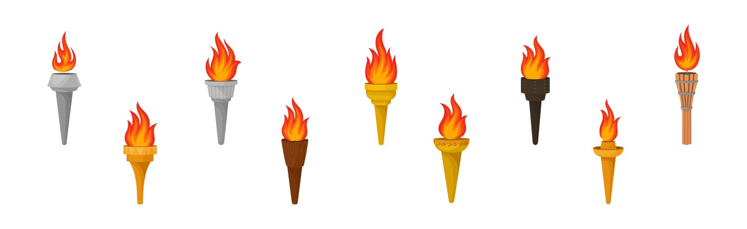 Yellow torch with bright red-orange fiery flame Vector Image