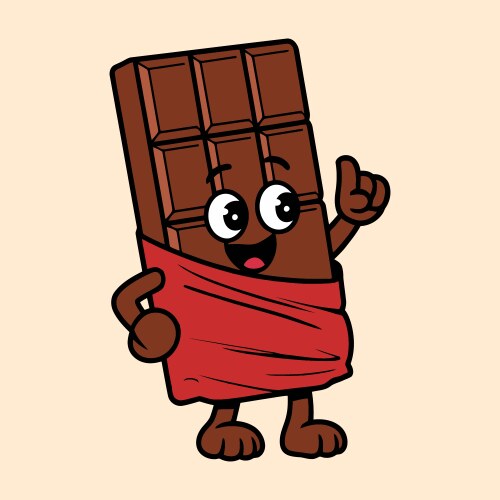 Cute chocolate bar character with funny face Vector Image