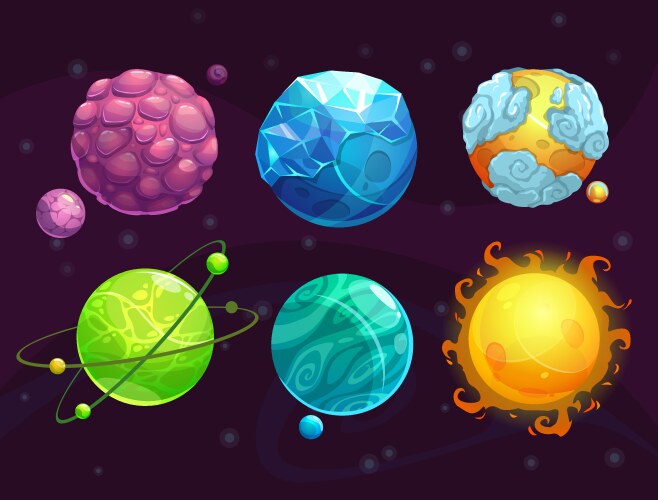 Solar system design space with planets and stars Vector Image