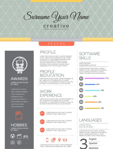 Resume template cv creative background Royalty Free Vector